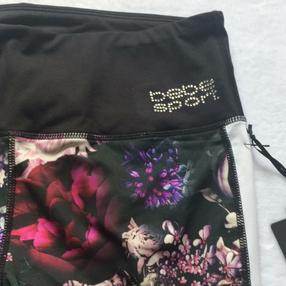 bebe | Pants & Jumpsuits | Bebe Flower Fishnet Stripe Leggings In Size ...